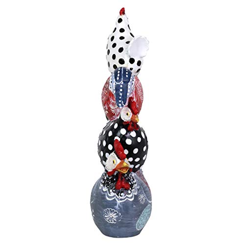 Exhart Stacked Hens Garden Statue, Durable Hand Painted Resin, Cute Farm Garden Décor, 7.5"x4"x12.5"