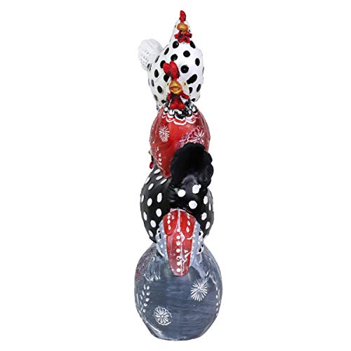 Exhart Stacked Hens Garden Statue, Durable Hand Painted Resin, Cute Farm Garden Décor, 7.5"x4"x12.5"