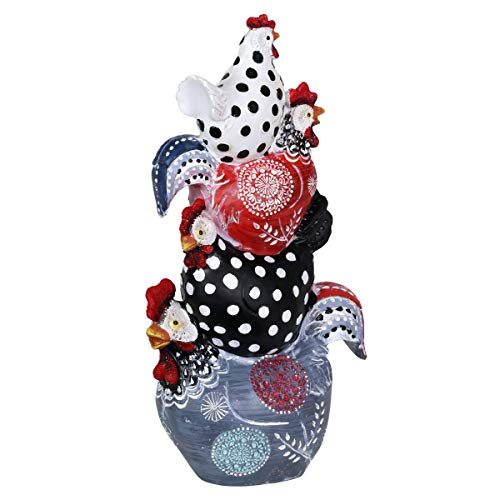 Exhart Stacked Hens Garden Statue, Durable Hand Painted Resin, Cute Farm Garden Décor, 7.5"x4"x12.5"