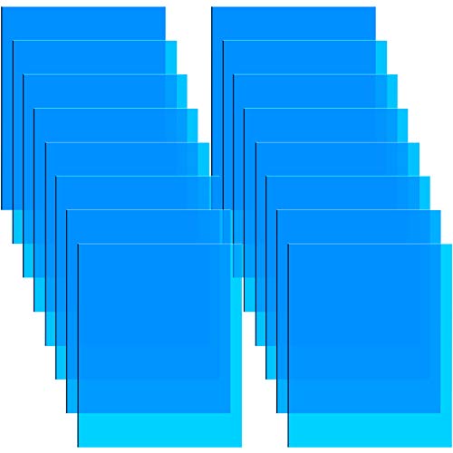14 Pieces Colored, Gel Filter Correction Transparency Reading Color Film Lighting Filter Correction Plastic Sheet, 10.6 x 8.2 Inch (Blue)