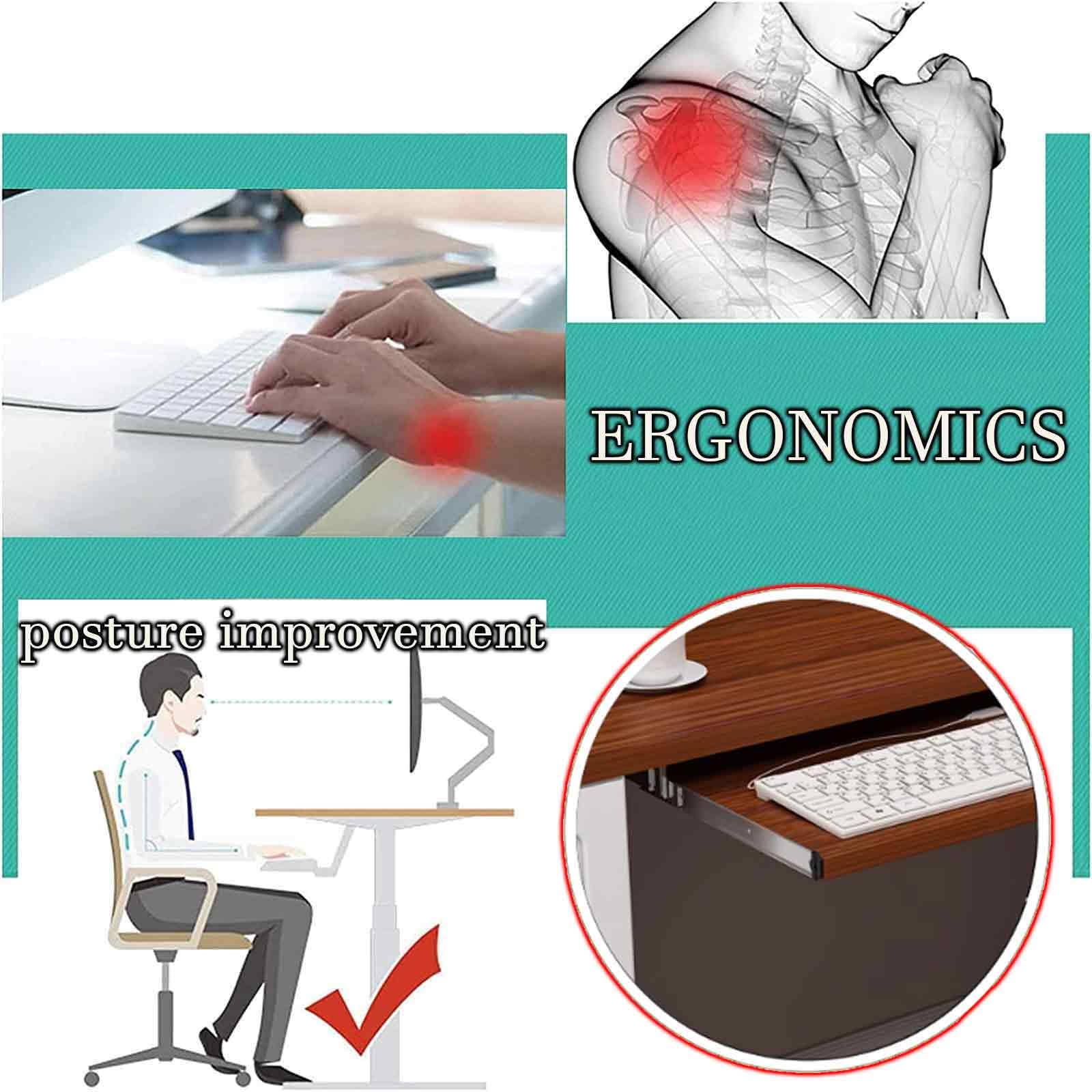OM-PDD Keyboard Pull Out Tray Under Desk, Under Desk Tray Slide Out, Ergonomic Keyboard Tray, Teak Color/White/Light Walnu/Black/White Maple, L 60/70cm, W26cm