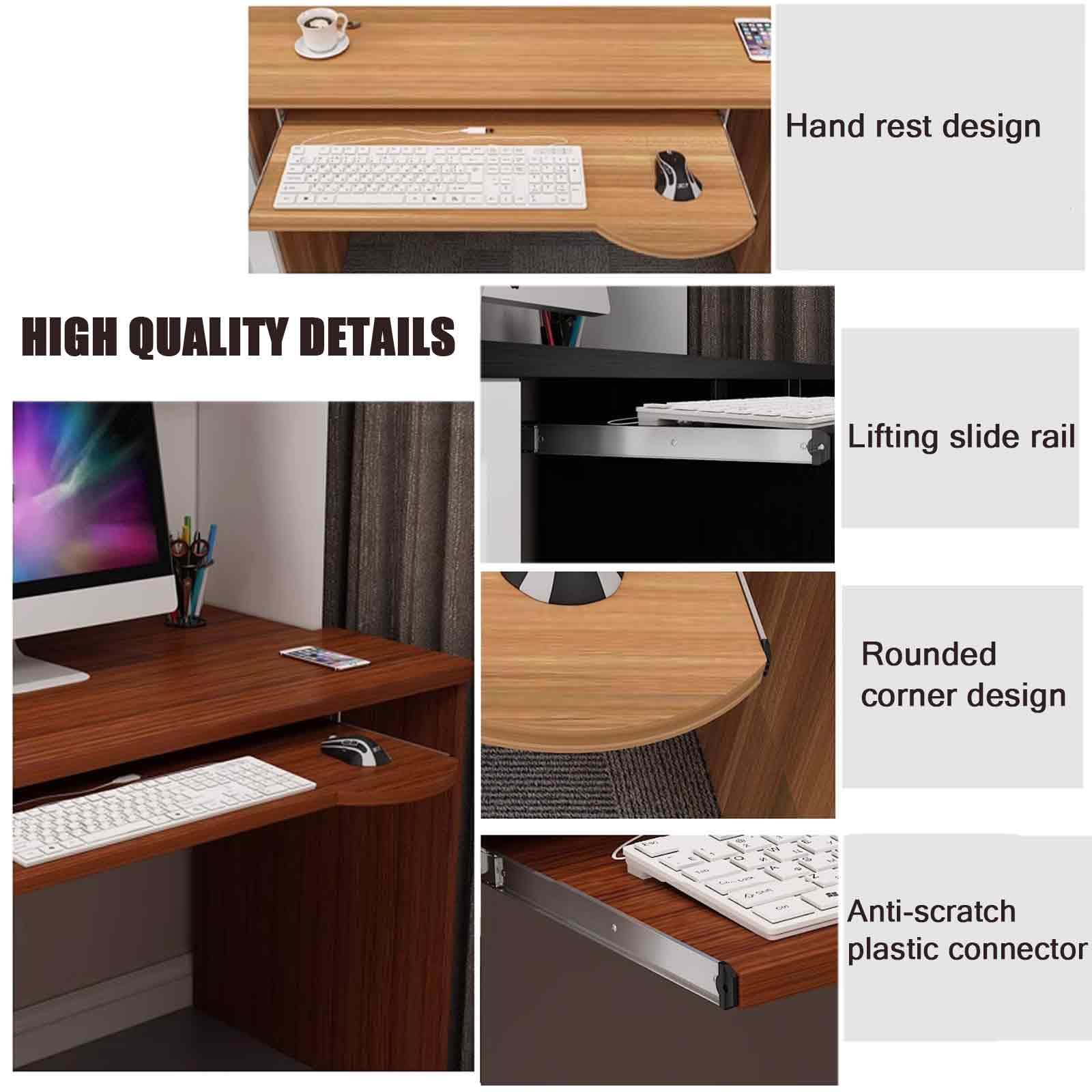 OM-PDD Keyboard Pull Out Tray Under Desk, Under Desk Tray Slide Out, Ergonomic Keyboard Tray, Teak Color/White/Light Walnu/Black/White Maple, L 60/70cm, W26cm