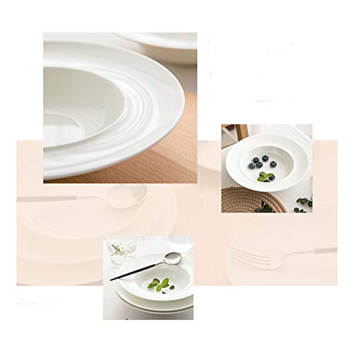 GRFIT Dishes Plates Durable White Porcelain Dinner Plates, Pasta, Salad, Soup Round Plate, Elegant Plate Suitable for Restaurant, Family, Party Use Home dining plate