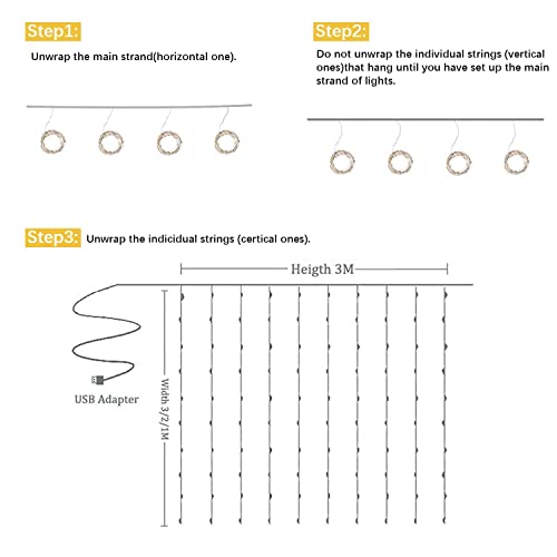 White Tulle Backdrop Curtain with Lights String for Parites 10×8ft Sheer Backdrop Curtains White Curtain Backdrop for Wedding Baby Shower Birthday Party Photo Shoot Decorations(2 Panels 10ft×8ft)