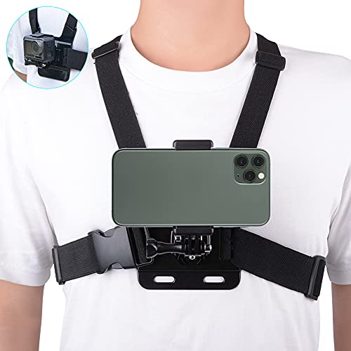 Mobile Phone Chest Mount Strap Holder ,Anti-Slide Strap Mount for Phone 360 Degree Rotary for Video Recording