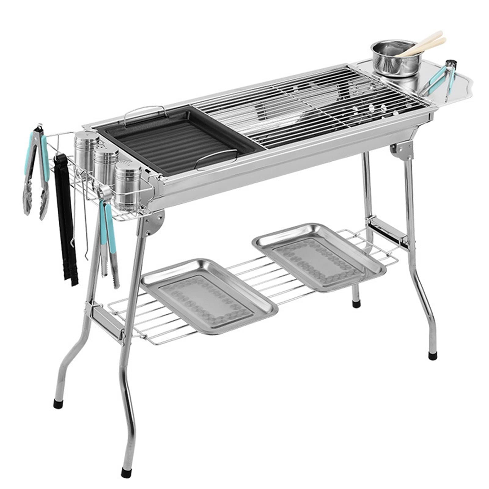 TBMAKE Grills Portable Outdoor BBQ Grill Patio Camping Picnic Barbecue Stove Suitable For People Charcoal Grill Grill Table