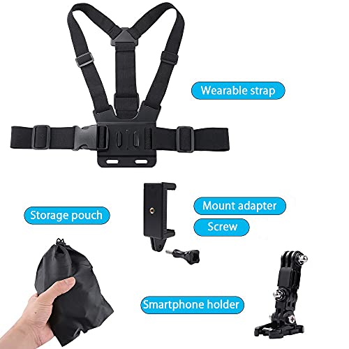 Mobile Phone Chest Mount Strap Holder ,Anti-Slide Strap Mount for Phone 360 Degree Rotary for Video Recording