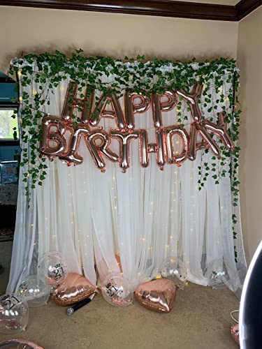 White Tulle Backdrop Curtain with Lights String for Parites 10×8ft Sheer Backdrop Curtains White Curtain Backdrop for Wedding Baby Shower Birthday Party Photo Shoot Decorations(2 Panels 10ft×8ft)