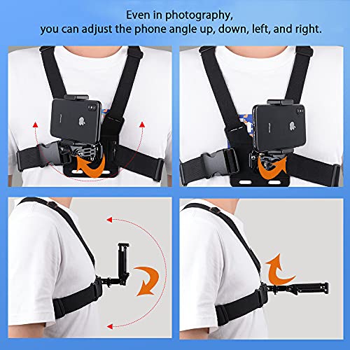 Mobile Phone Chest Mount Strap Holder ,Anti-Slide Strap Mount for Phone 360 Degree Rotary for Video Recording