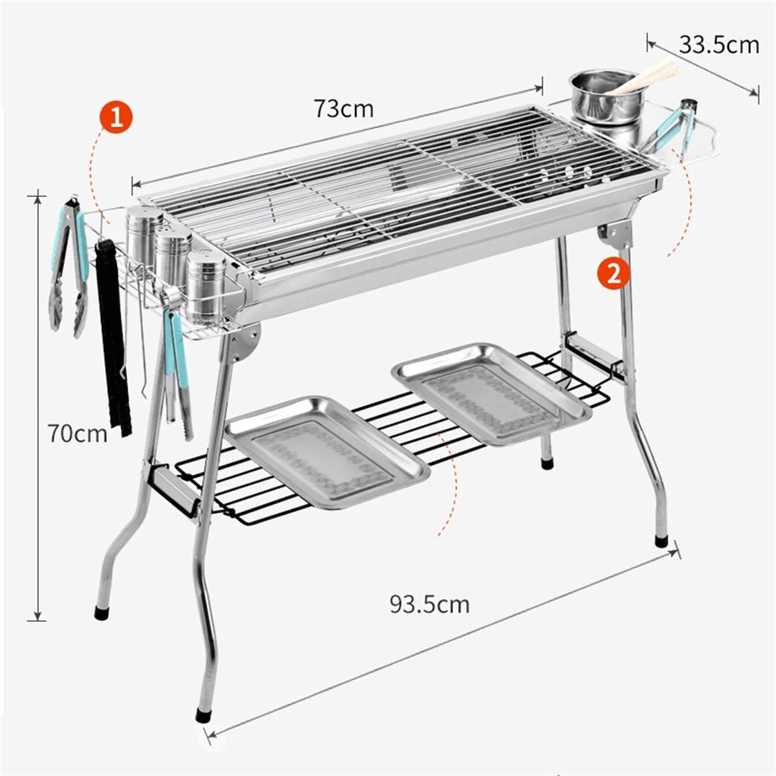 TBMAKE Grills Portable Outdoor BBQ Grill Patio Camping Picnic Barbecue Stove Suitable For People Charcoal Grill Grill Table