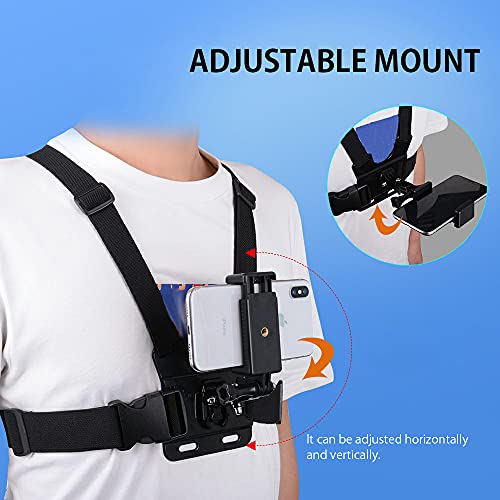 Mobile Phone Chest Mount Strap Holder ,Anti-Slide Strap Mount for Phone 360 Degree Rotary for Video Recording