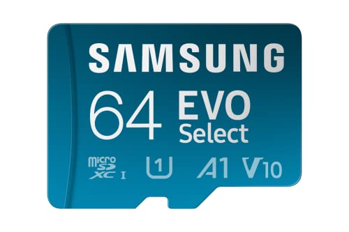 SAMSUNG EVO Select Micro SD -Memory -Card + Adapter, 64GB microSDXC 130MB/s Full HD & 4K UHD, UHS-I, U1, A1, V10, Expanded Storage for Android Smartphones, Tablets, Nintendo -Switch (MB-ME64KA/AM)