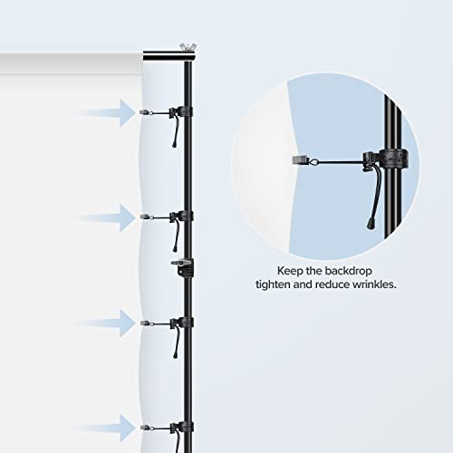 Julius Studio 6 x 9 ft. (72 x 108 inch) Pure White Backdrop Screen, 100% Pure Seamless Background, High Density 150 GSM Fabric with Elastic String Clips for Photo Video Streaming Studio, JSAG103