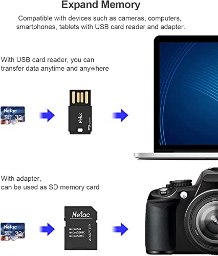Netac 32GB Micro SD Card Micro Mini SD Card SDHC UHS-I Memory Card, High Speed TF Card up to 90MB/s - Full HD Video Recording U1, Class10, V10, A1