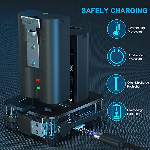2 Packs 6040mAh Rechargeable Battery and Dual USB Charging Station Compatible with Ring, for Video Doorbell 2/3/4 and Spotlight Cam Battery 3.65V Lithium-Ion Batteries (Not for Stick Up Cam)
