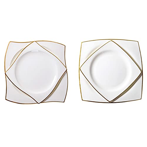 GRFIT Dishes Plates Ceramic Dinner Plates Set of 2 Serving Dishes for Pasta Noodle Steak and Appetizer Plates. Oven and Dishwasher Safe (8inch 10inch) Home dining plate (Size : A)