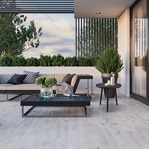 PRIVATE GARDEN Outdoor Coffee Side Table Aluminum End Table Rust-Resistant 3 Legged Modern Small Table for Living Room Bedroom Patio Garden (Black,S)