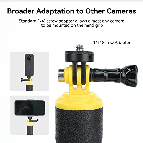 TELESIN Floating Hand Grip Waterproof Stick for GoPro Hero 11 10 9 8 7 6 5 4 3 2, Fusion, Max, Underwater Selfie Sick for Most Action Cameras