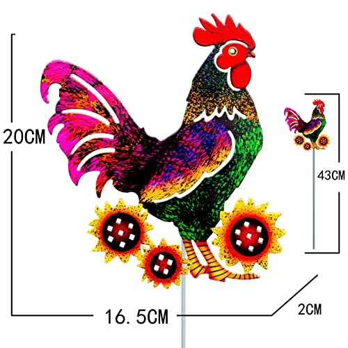 Altsuceser Metal Rooster Statues, Outdoor Garden Chicken Decor, Chicken Ornaments Yard Art for Backyard Patio Lawn Decorations D