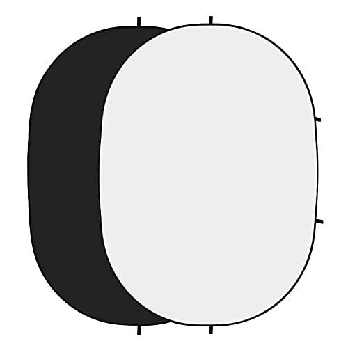 FOTOCREAT-5x6.5ft(1.5x2m) Black/White Double-Sided Pop-Up Collapsible Backdrop -Reflector Photo Backdrop Background for Video & Photo