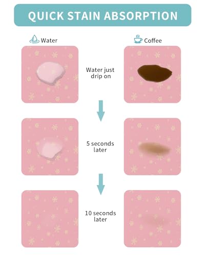 Coffee Mat for Counter, Christmas Gold Snowflake Pink Absorbent Hide Stain Coffee Bar Mat, Non-slip Coffee Bar Accessories Kitchen Drying Mat Fit Under Coffee Maker Espresso Machine