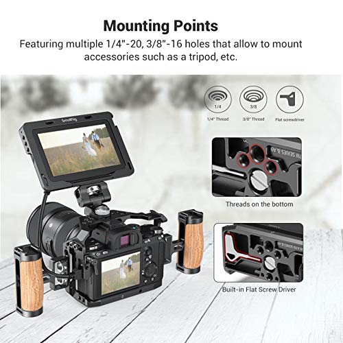 SmallRig A7RIII / A7III / A7M3 Camera Cage for Sony A7RIII / A7III / A7M3 Camera (ILCE-7RM3 / A7R Mark III), w/ Shoe Mount, Built-in NATO Rail, Accessible for Sony XLR-K2M/K1M, Black β 2087