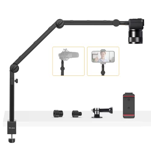 JUSMO LS24 Overhead Camera Arm Desk Mount Stand, Top-Down Views Photography Videography, Heavy Duty Tabletop Overhead Tripod Boom Arm Rig for Camera, Microphone, Phone, Webcam, Lights