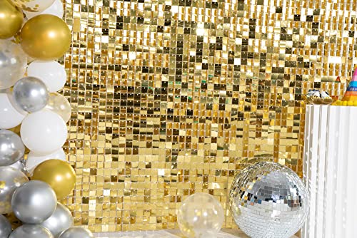 Kate 24pcs/Set Assembled Light Gold Shiny Sequins Wall Backdrop Panels Shimmer Photography Props for Birthday Wedding Party Decoration 30x30cm