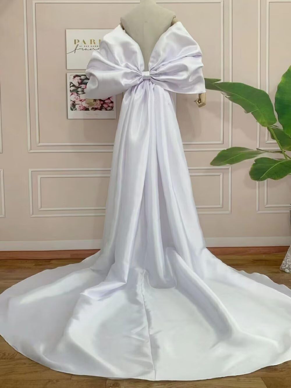 Mouccy 2M Green Detachable Capes for Wedding Dresses 2023 Satin Bridal Cloak with Bow Sleeves Removable Train Bride Accessories