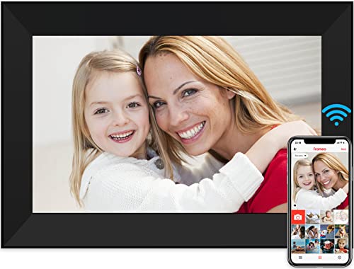 FRAMEO 10.1 Inch Smart WiFi Digital Photo Frame, Digital Picture Frame 1280x800 HD Touch Screen Electronic Picture Frame with Built-in 16GB Memory, Auto Rotation, Share Photos Instantly via App