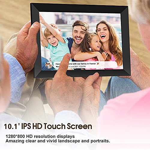 FRAMEO 10.1 Inch Smart WiFi Digital Photo Frame, Digital Picture Frame 1280x800 HD Touch Screen Electronic Picture Frame with Built-in 16GB Memory, Auto Rotation, Share Photos Instantly via App