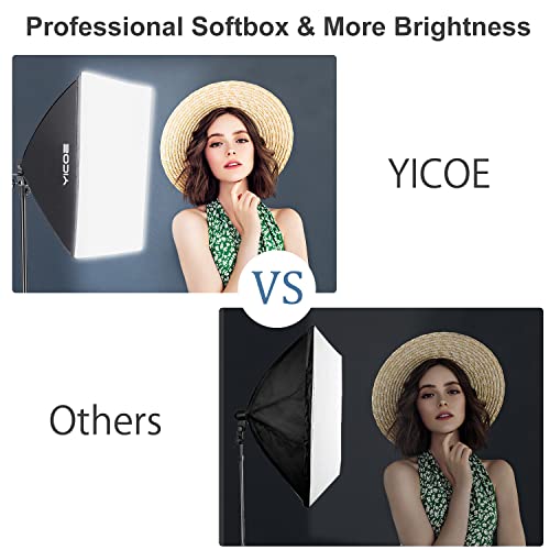 Softbox Lighting Kit, YICOE Photography Lighting Kit 2x19.7"x27.5" Continuous Lighting System with 5700K E27 LED Bulb and Remote for Portrait Product Portrait Video Fashion Photography…