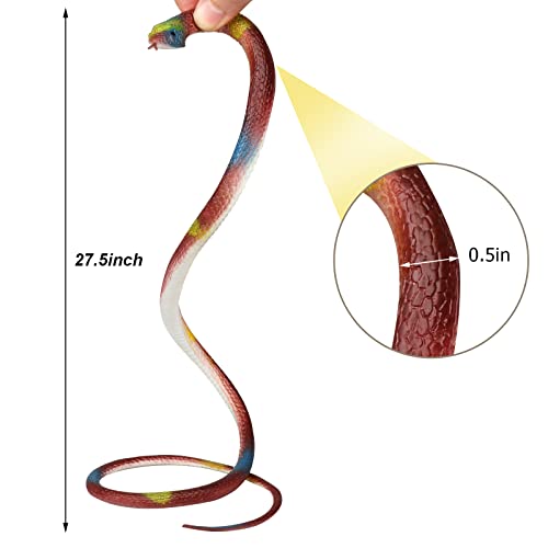 Xsltkby Rubber Snakes to Keep Birds Away - 4 PCS Realistic Fake Rubber Snake for Garden Props to Scare Birds, Squirrels and Mice