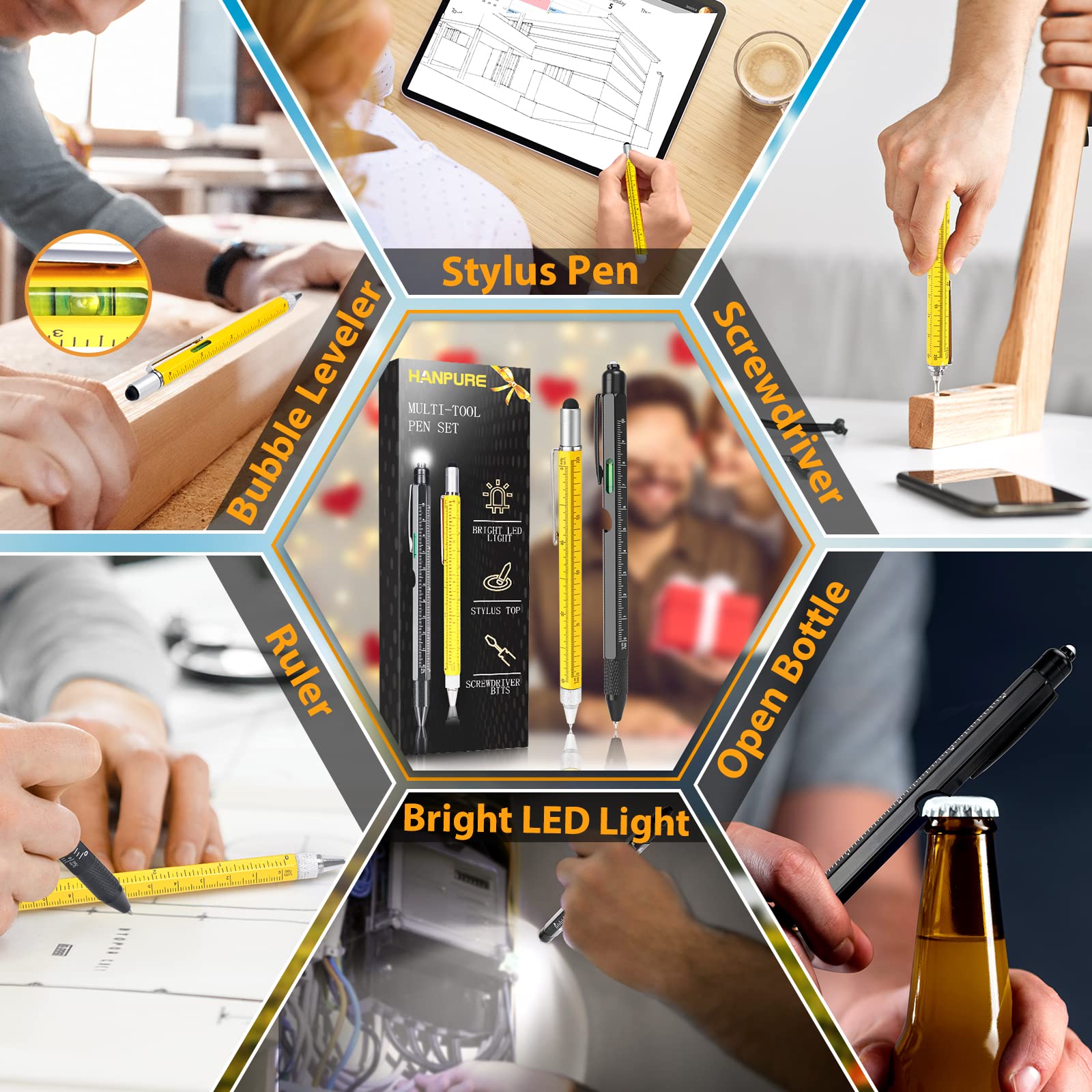 Gifts for Men Multitool Pen - Stocking Stuffers for Men Gifts for Dad Unique Christmas Gifts for Men Who Have Everything Pocket Multi Tool Cool Gadgets for Men Husband Boyfriend Mechanic Tools for Men