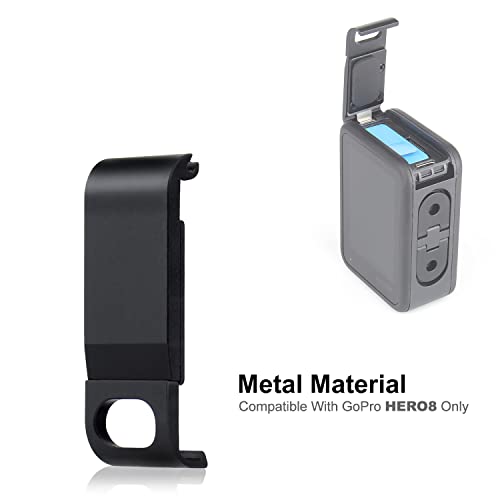 YALLSAME Easy Charging Alloy Metal Replacement Side Door/Battery Cover Accessories for GoPro Hero 8 Black, Suitable for Vlog/Interviews/Continuous Recording, Repairing Camera is Also Fine