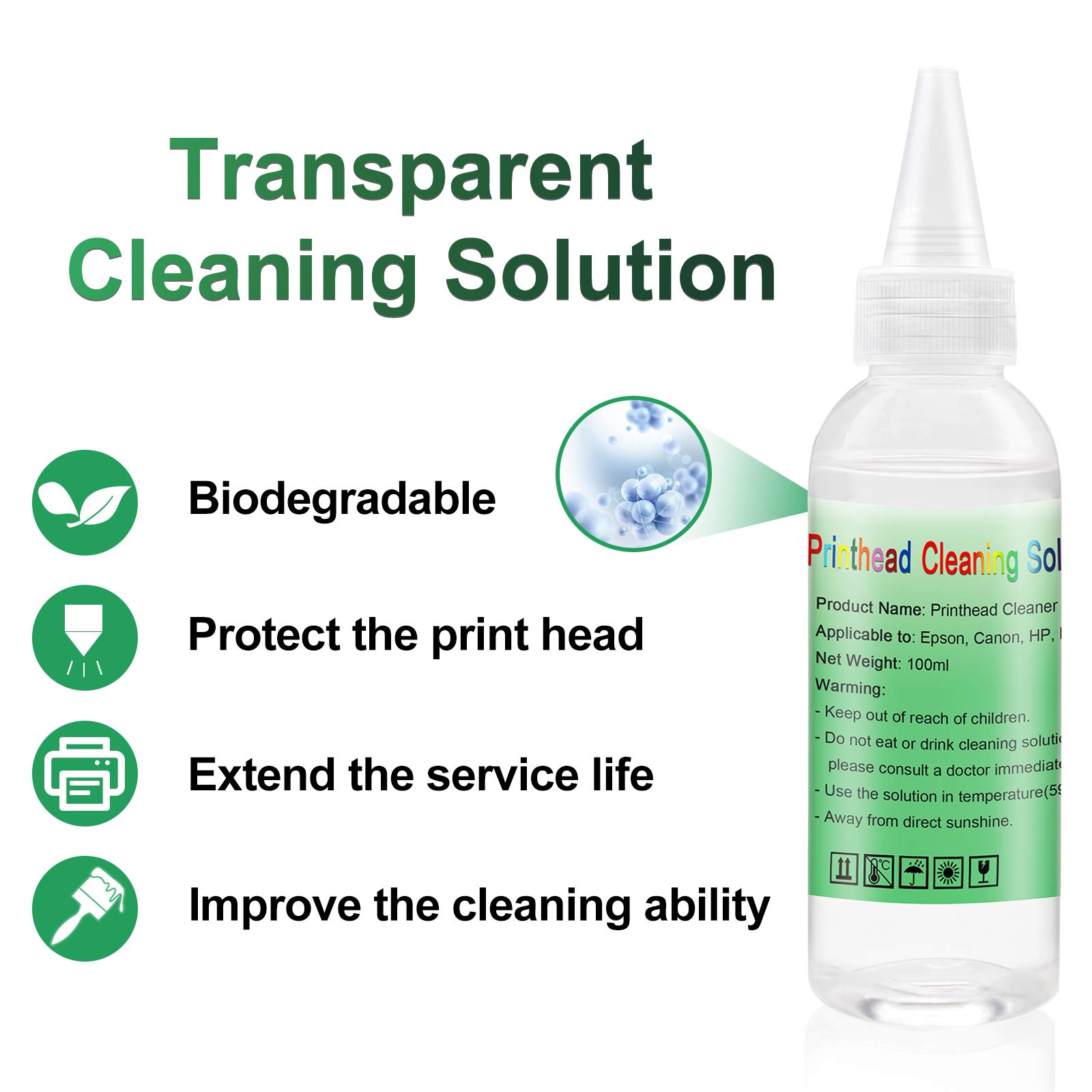 Printhead Cleaner Kit for HP 8600 5520 4620 6520 6600 6700 6968 6978 8610 Canon MX922 9000 C88 Brother Printers,Nozzle Cleaning Kit for Inkjet Officejet Pixma Printers
