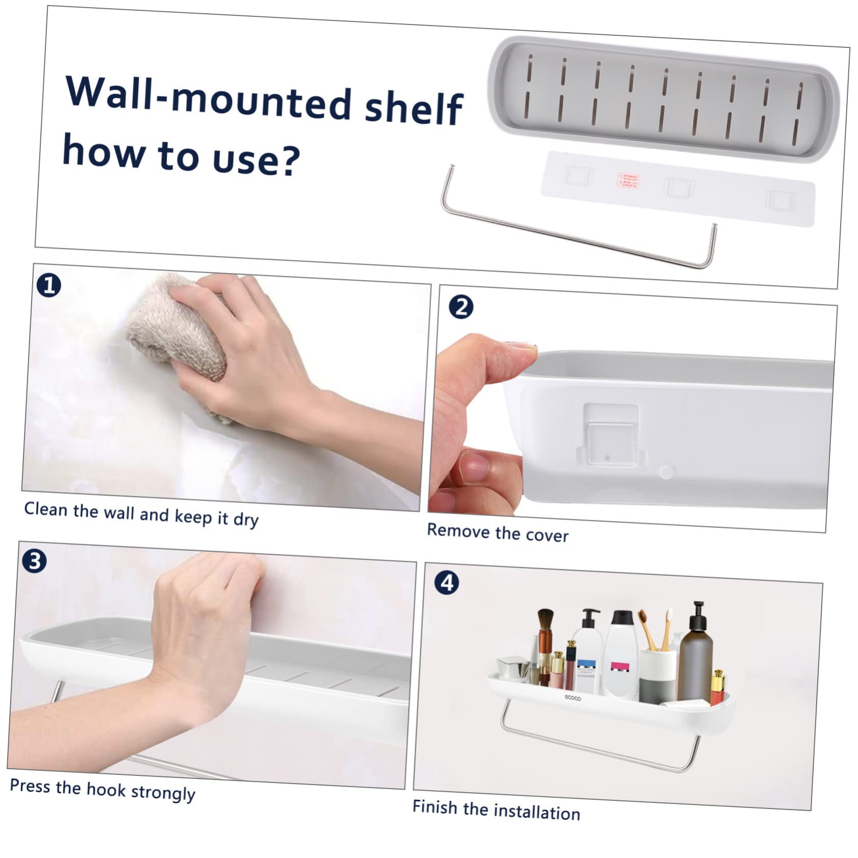 Yardenfun 1pc Bathroom Shelf Stainless Steel Towel Rail Kitchen Storage Baskets Bathroom Shower Bathroom Towel Racks Wall Towel Holder Wall Mounted Sundries Organizer Bracket Hanging