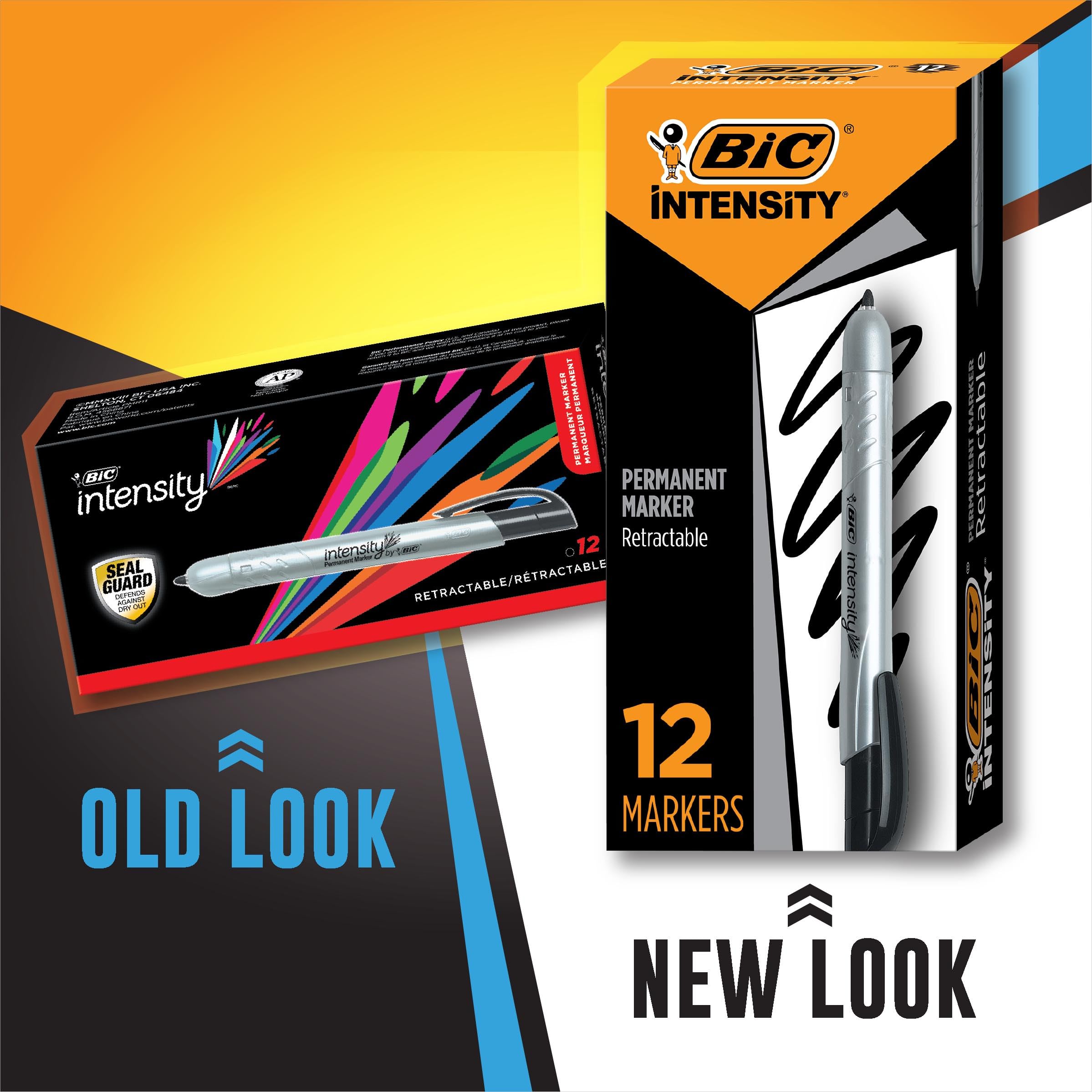BIC Mark-it Retractable Permanent Markers, Black, 12-Count