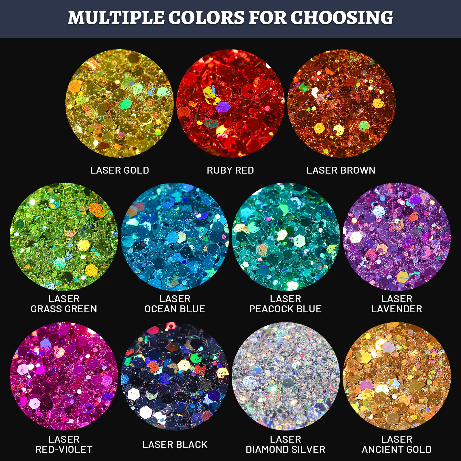 Holographic Chunky Glitter, 160G/5.64OZ Craft Glitter for Resin, Metallic Iridescent Chunky Fine Glitter Sequin Flake Bulk, Nail Glitter for Makeup Body Face Eye, Epoxy Tumbler, LEOBRO Silver Glitter