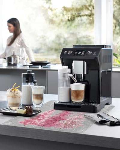 LaBLUUX Coffee Mat for Counter, Pink Christmas Xmas Tree Snowflake Grey Absorbent Hide Stain Coffee Bar Mat, Non-Slip Coffee Bar Accessories Kitchen Drying Mat Fit Under Coffee Maker Espresso Machine