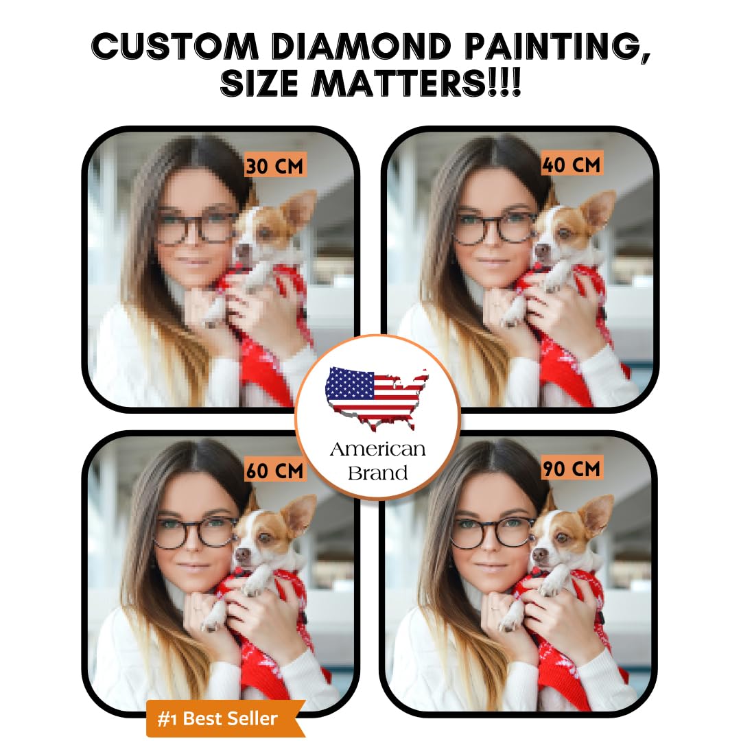 Custom Diamond Painting Kits for Adults 5D DIY - Made in USA - Personalized Diamond Art, Customized Diamond Dotz Kits, Rhinestone Painting , Paint with Diamonds, Square Drill(9.8 INCH / 25 CM)