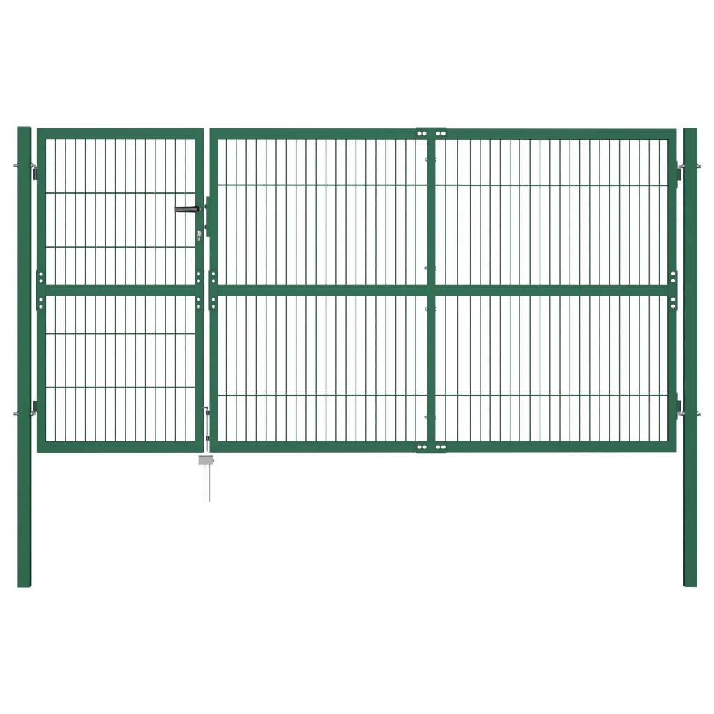 loibinfen Outdoor Garden Gate, Garden Fence Gate with Posts, Patio Gate Metal Fencing Border for Yard Outdoor, Entry Gate, 137.8"x55.1" Steel Green