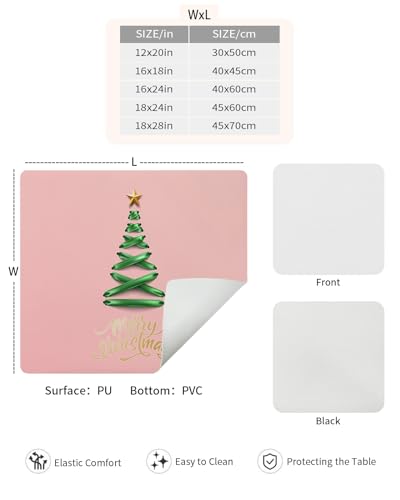 LaBLUUX Coffee Mat for Counter, Winter Christmas Tree with Star Pink Absorbent Hide Stain Coffee Bar Mat, Non-Slip Coffee Bar Accessories Kitchen Drying Mat Fit Under Coffee Maker Espresso Machine
