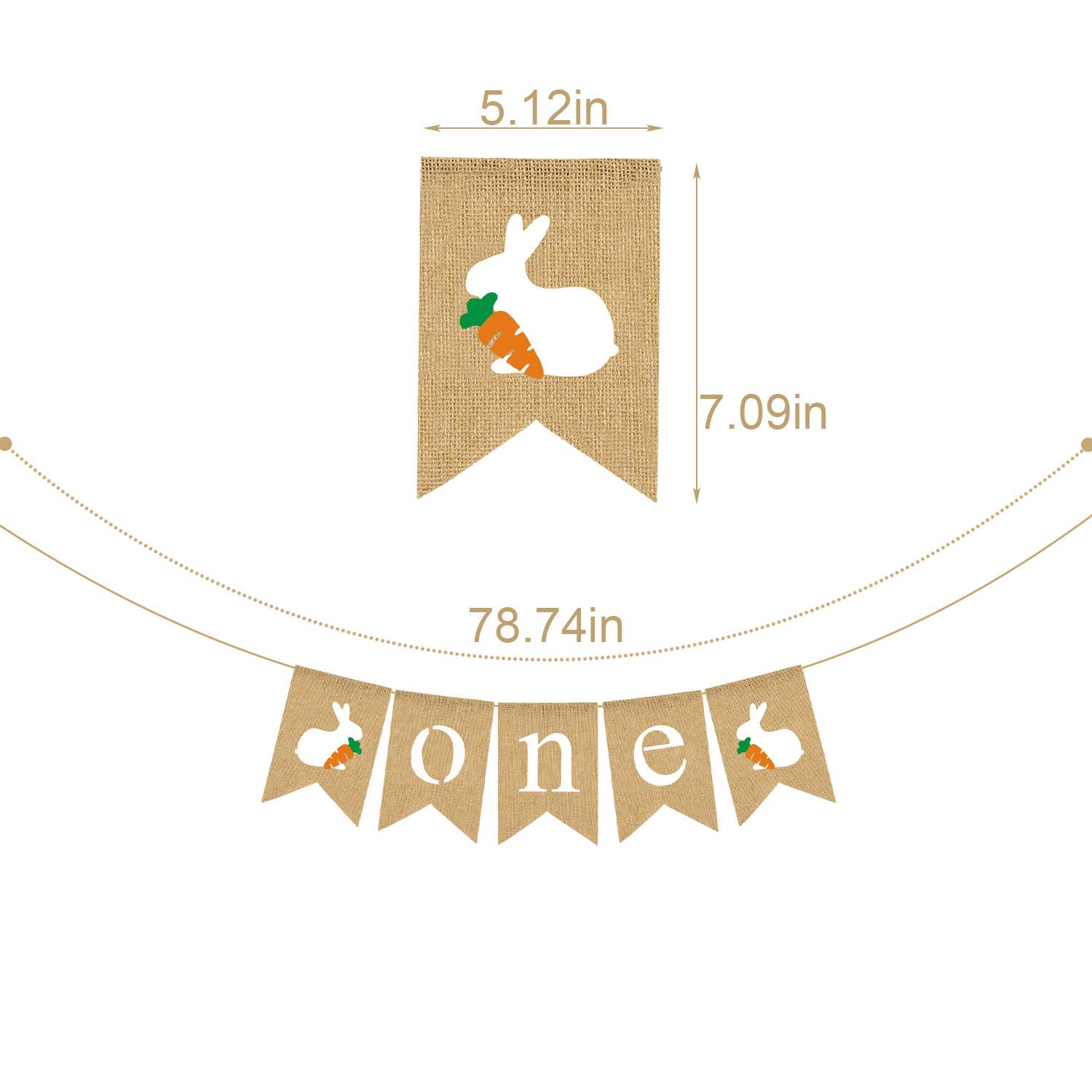 Rainlemon Jute Burlap One High Chair Banner with Bunny Spring Boy Girl 1st Birthday Party Highchair Decoration Supply