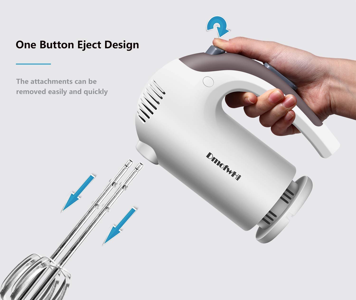DmofwHi Hand Mixer Electric,5-Speed Mixer Electric Handheld with 6 Stainless Steel Accessories and Storage Case, Electric Mixer for Cake, Cream, Brownies(White)