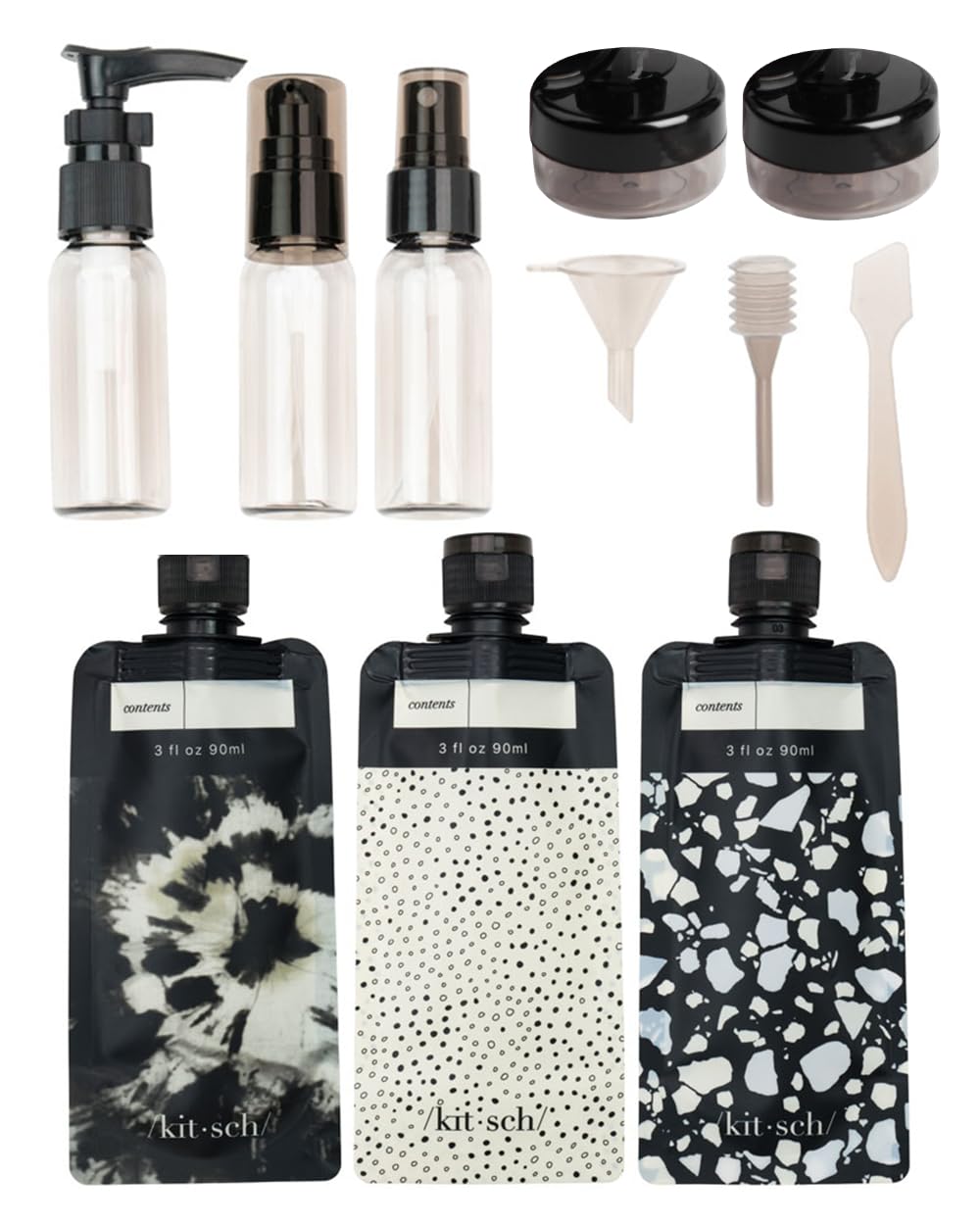 Kitsch Black Tie Dye Ultimate Travel Set 11 Piece, 11 CT
