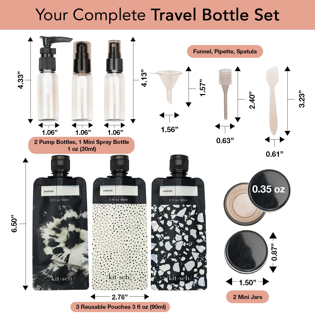 Kitsch Black Tie Dye Ultimate Travel Set 11 Piece, 11 CT