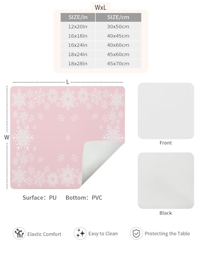 LaBLUUX Coffee Mat for Counter, Christmas Winter Snowflake Pink Absorbent Hide Stain Coffee Bar Mat, Non-Slip Coffee Bar Accessories Kitchen Drying Mat Fit Under Coffee Maker Espresso Machine