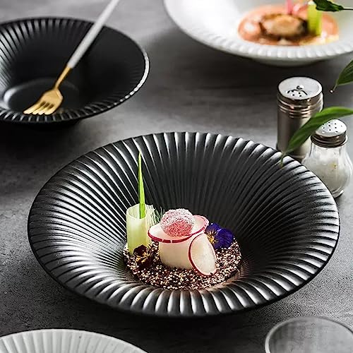 Salad Fruit Bowl Japanese-style Household Ramen Large Soup Bowl Deep Plate Ceramic Fruit Salad Bowl Dessert Bowl Tableware Ramen Bowl (Color : A, Size : Medium)
