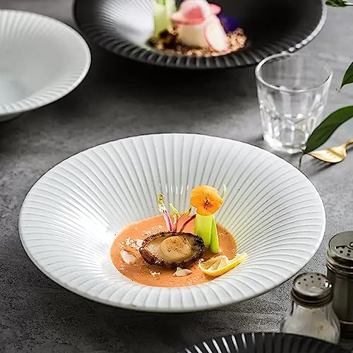 Salad Fruit Bowl Japanese-style Household Ramen Large Soup Bowl Deep Plate Ceramic Fruit Salad Bowl Dessert Bowl Tableware Ramen Bowl (Color : A, Size : Medium)